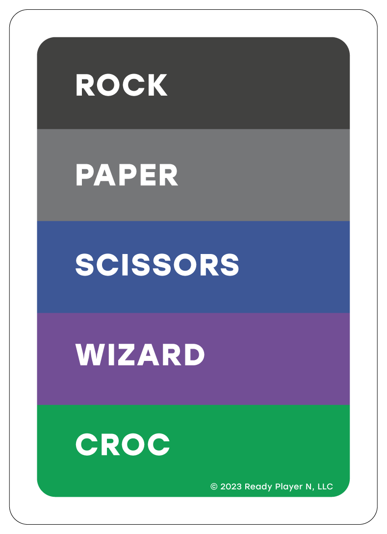 Rock Paper Scissors Wizard Croc Card Game – Ready Player N, LLC